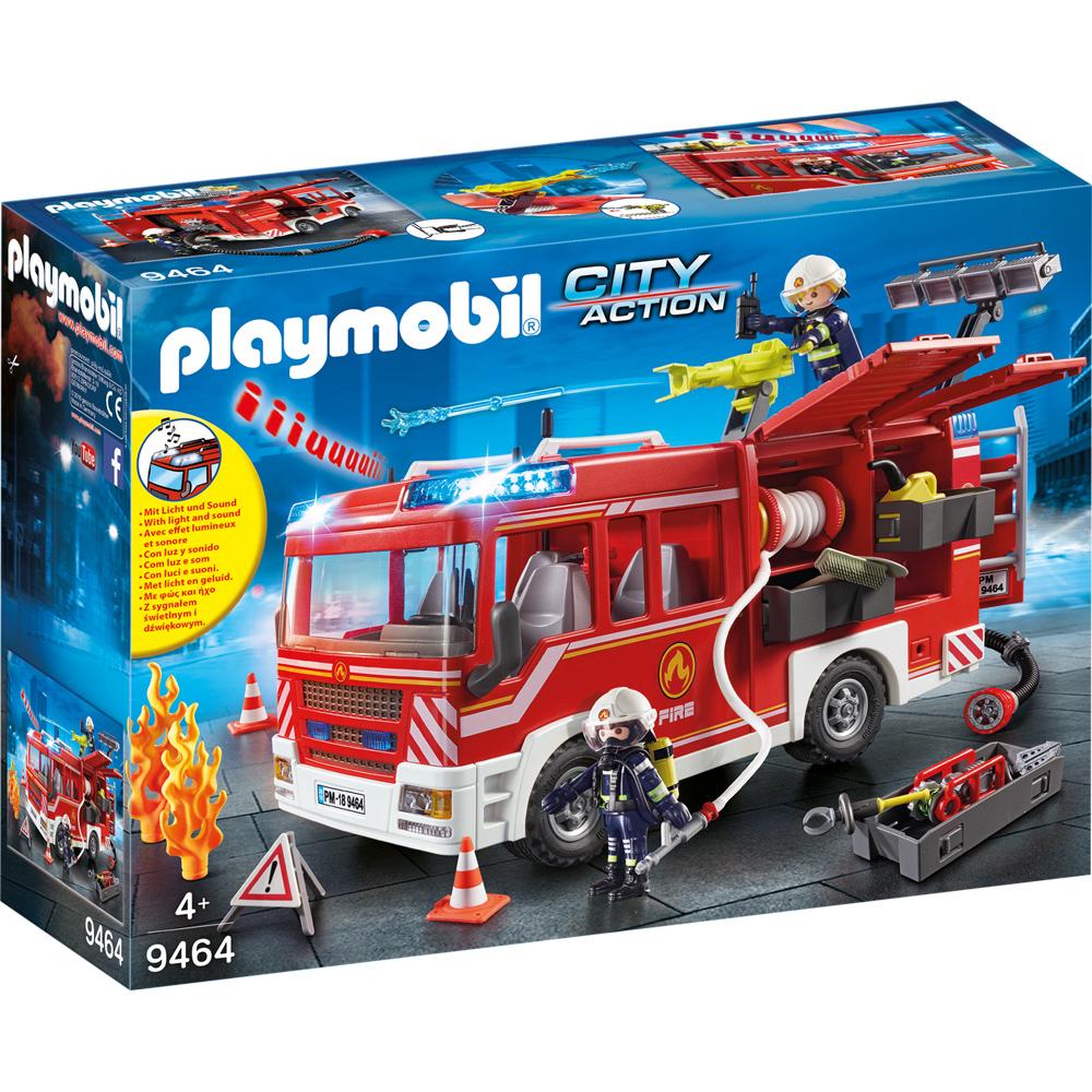 Playmobil City Action Fire Engine with Projectile Toy Water Cannon ...