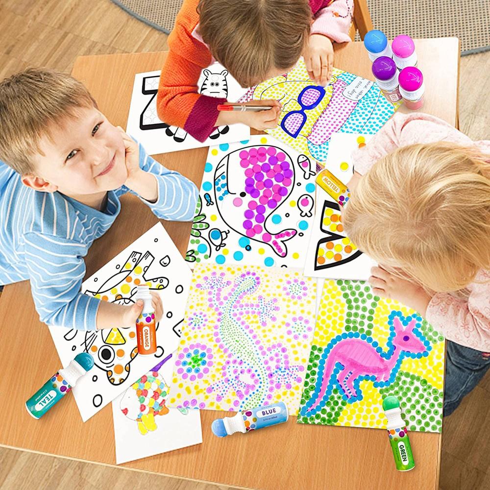 Jar Meló Dot Painting Set with 12 Colours and 30 Paper Sheets for Ages 3+