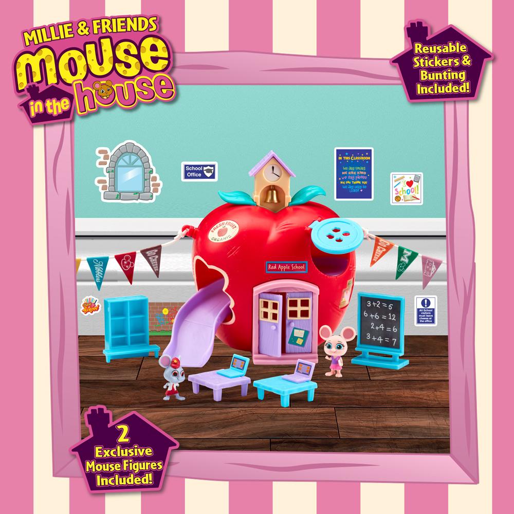Mouse in The House Red Apple Schoolhouse Playset with Figures for Ages 3+