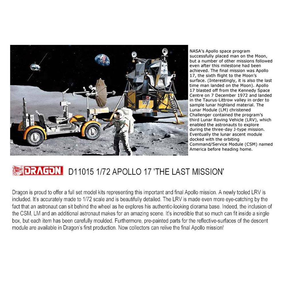 Dragon Nasa Apollo 17 "The Last J-Mission" CSM, LM & Lunar Rover Model ...