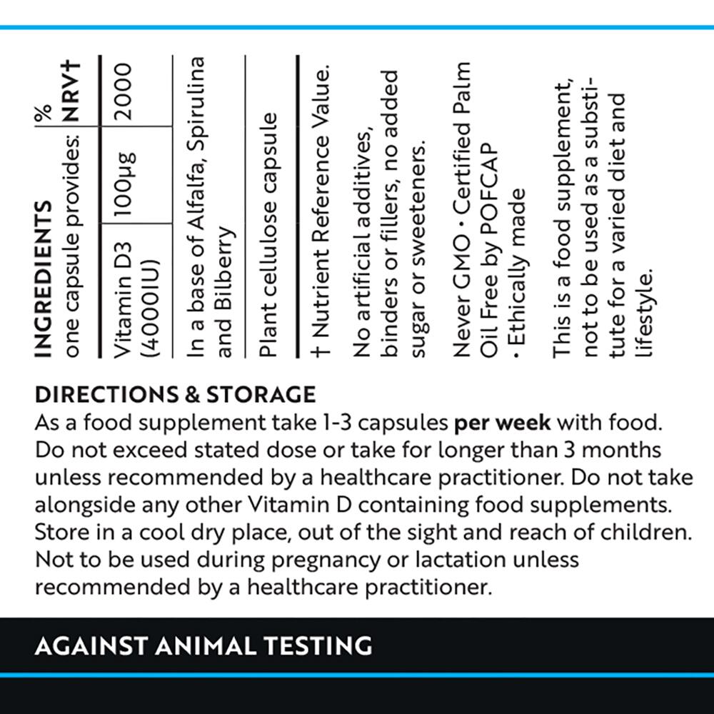 Viridian Vitamin D3 4000IU Food Supplement 90 Capsules