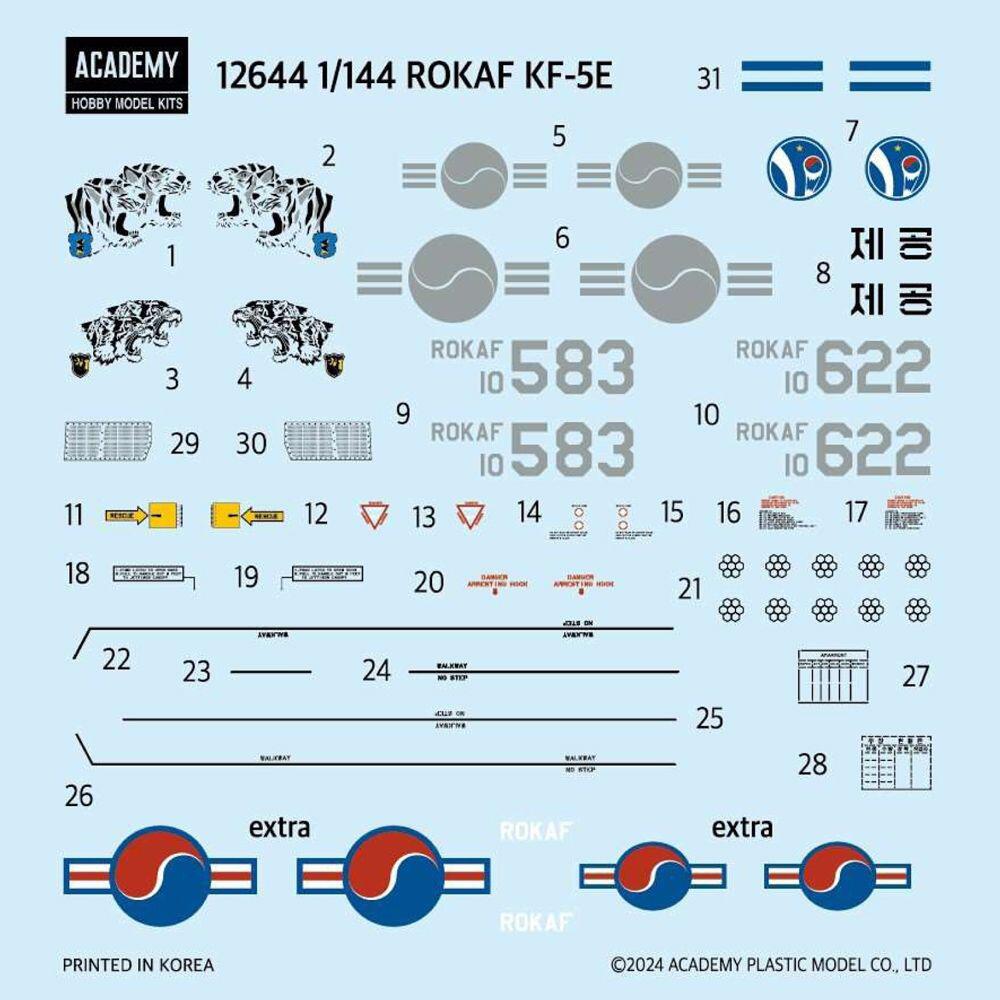 Academy ROKAF KF-5E Fighter Aircraft Military Model Kit Scale 1:144
