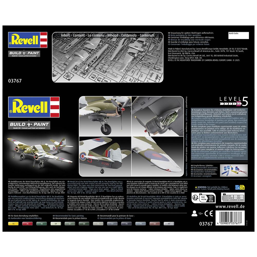 Revell Bristol Beaufighter Mk.VI WWII Aircraft Model Kit Scale 1:48