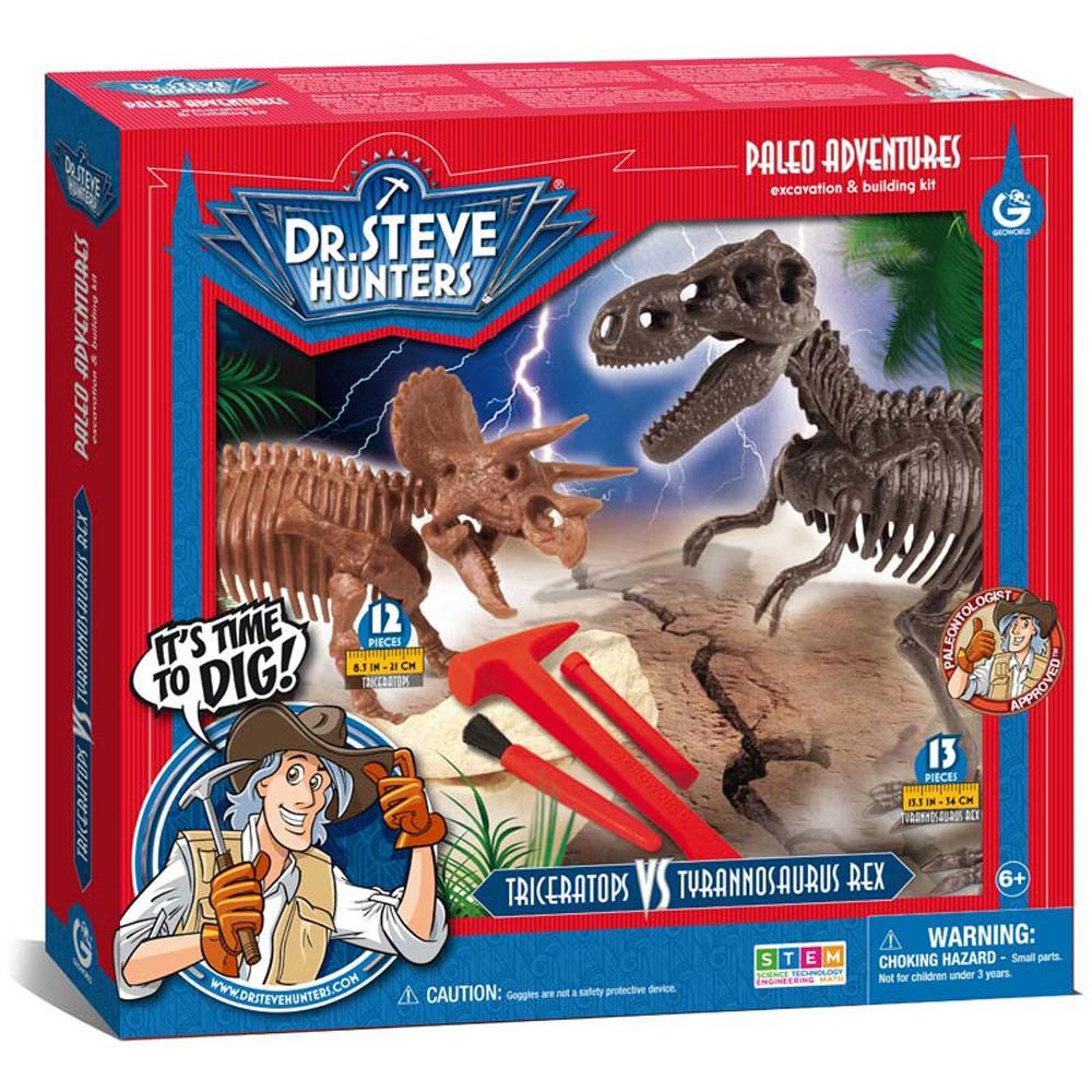 Geoworld Dr Steve Hunters Paleo Adventures Triceratops vs Tyrannosaurus Rex Excavation Kit