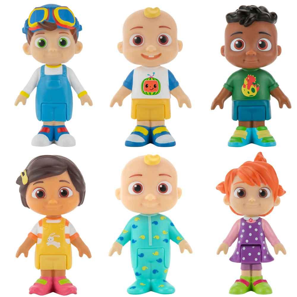 Cocomelon Figure Set 6 Piece Friends and Family 7cm Tall with Colouring ...