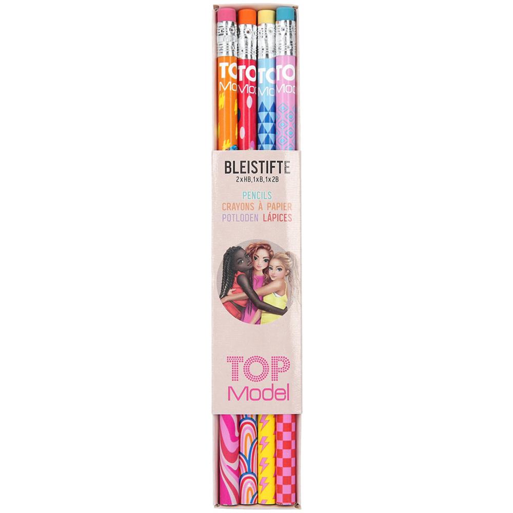 Depesche TOPModel Pencil Set 2 x HB 1 x B and 1 x 2B ORANGE RED BLUE PINK