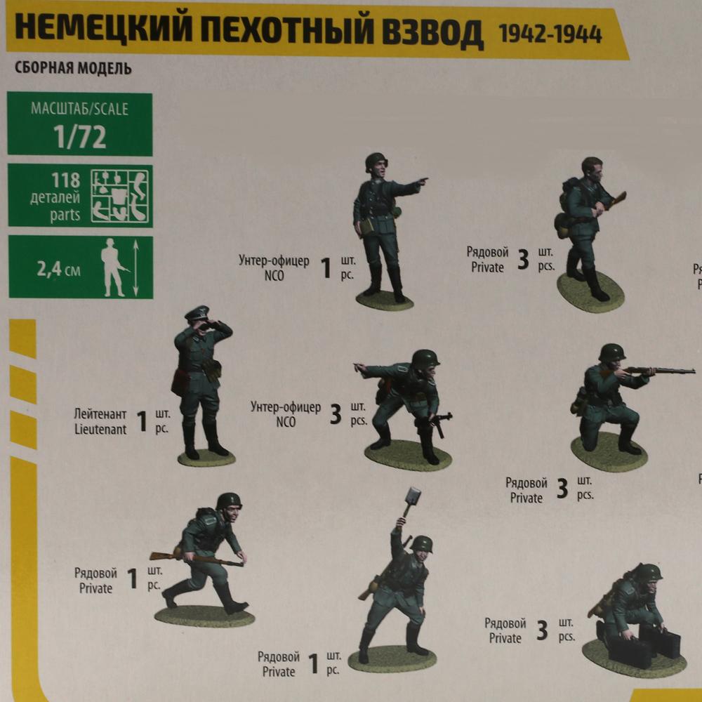 Zvezda German Infantry Platoon 1942-1944 WWII 35 Figure Set Model Kit ...