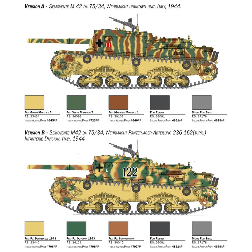 Italeri Semovente M42 da 75/34 Italian Tank Military Model Kit 14cm ...