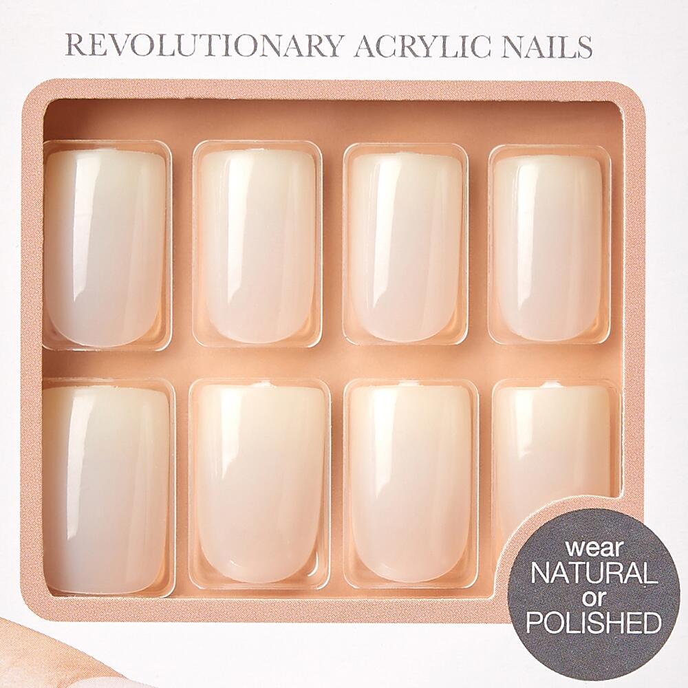 KISS Salon Acrylic Natural Artificial Nails Pack of 28 with Adhesive ...