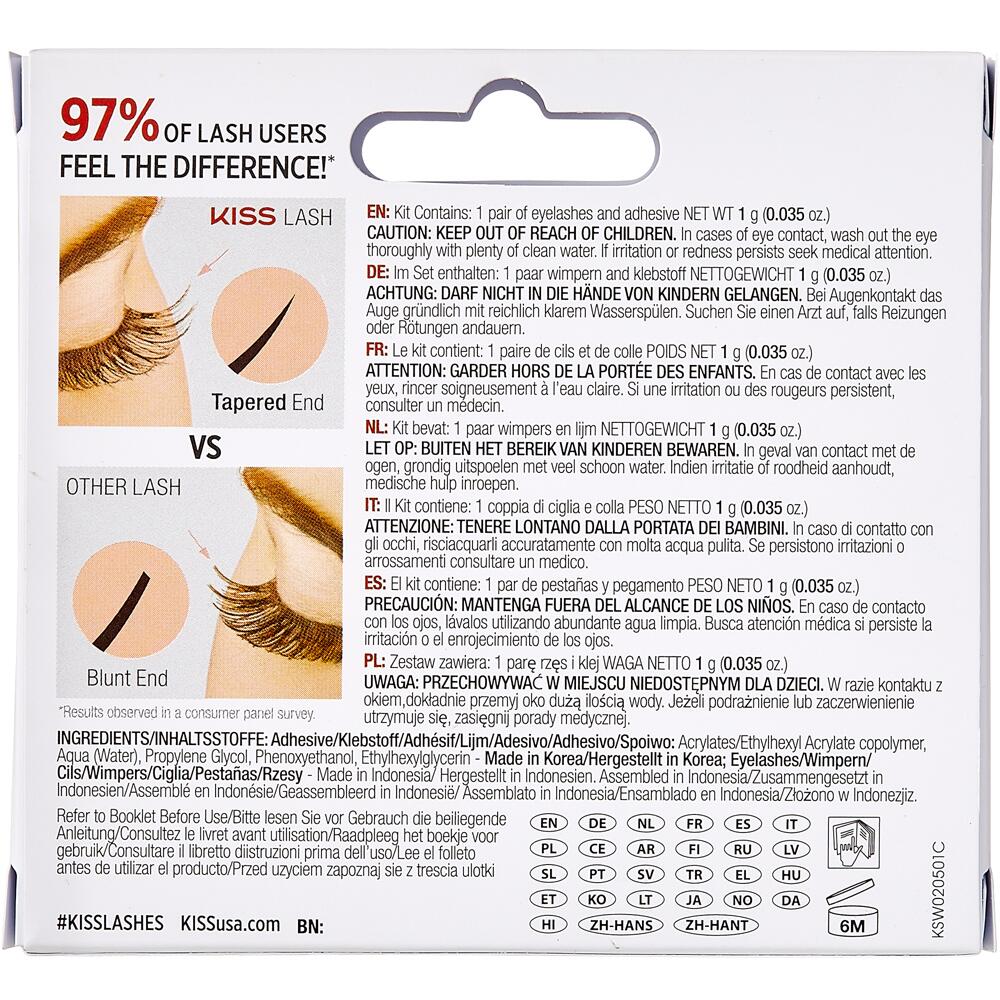 KISS So Wispy Tapered Artificial Eyelashes One Pair with Adhesive STYLE #02