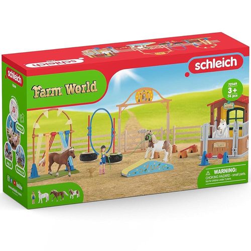 Schleich Farm World Agility at The Horse Stable 74 Piece Playset 72149 ...