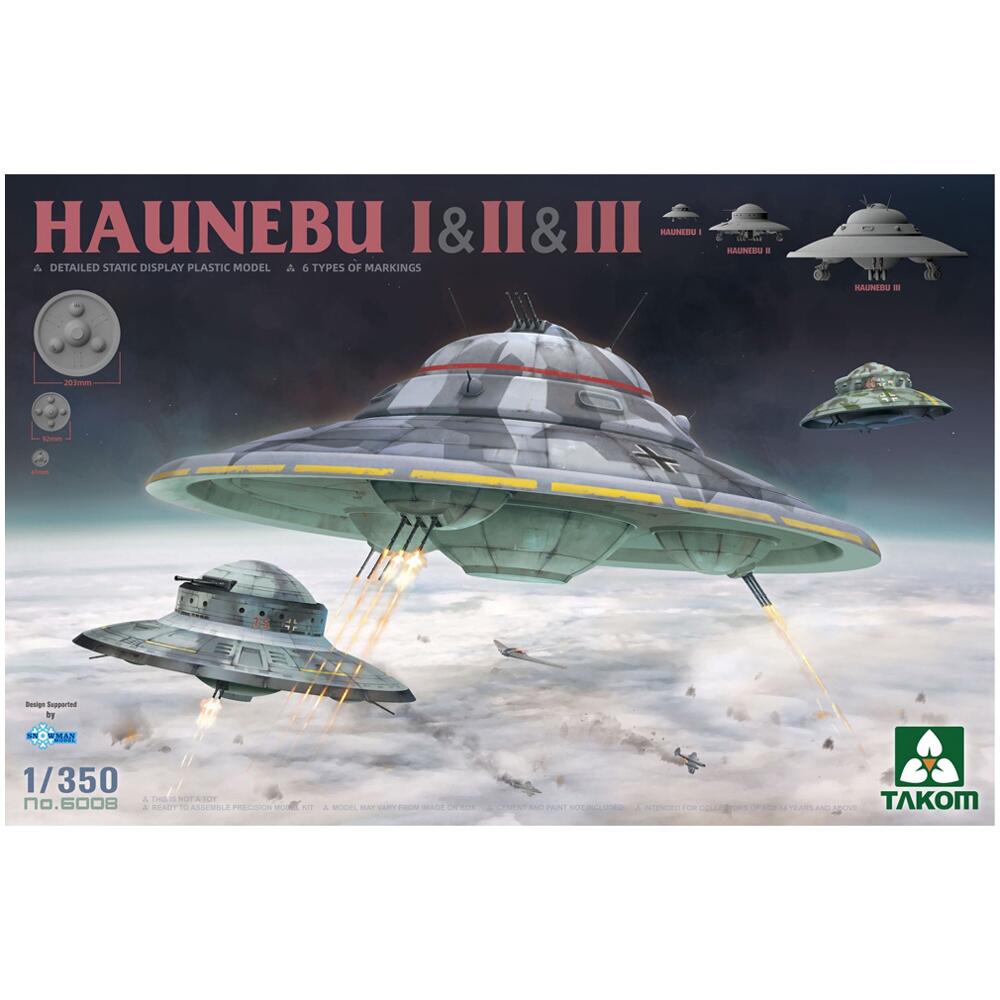 Takom Haunebu I II and III Flying Saucers Fantasy Model Kit Set Scale 1:350