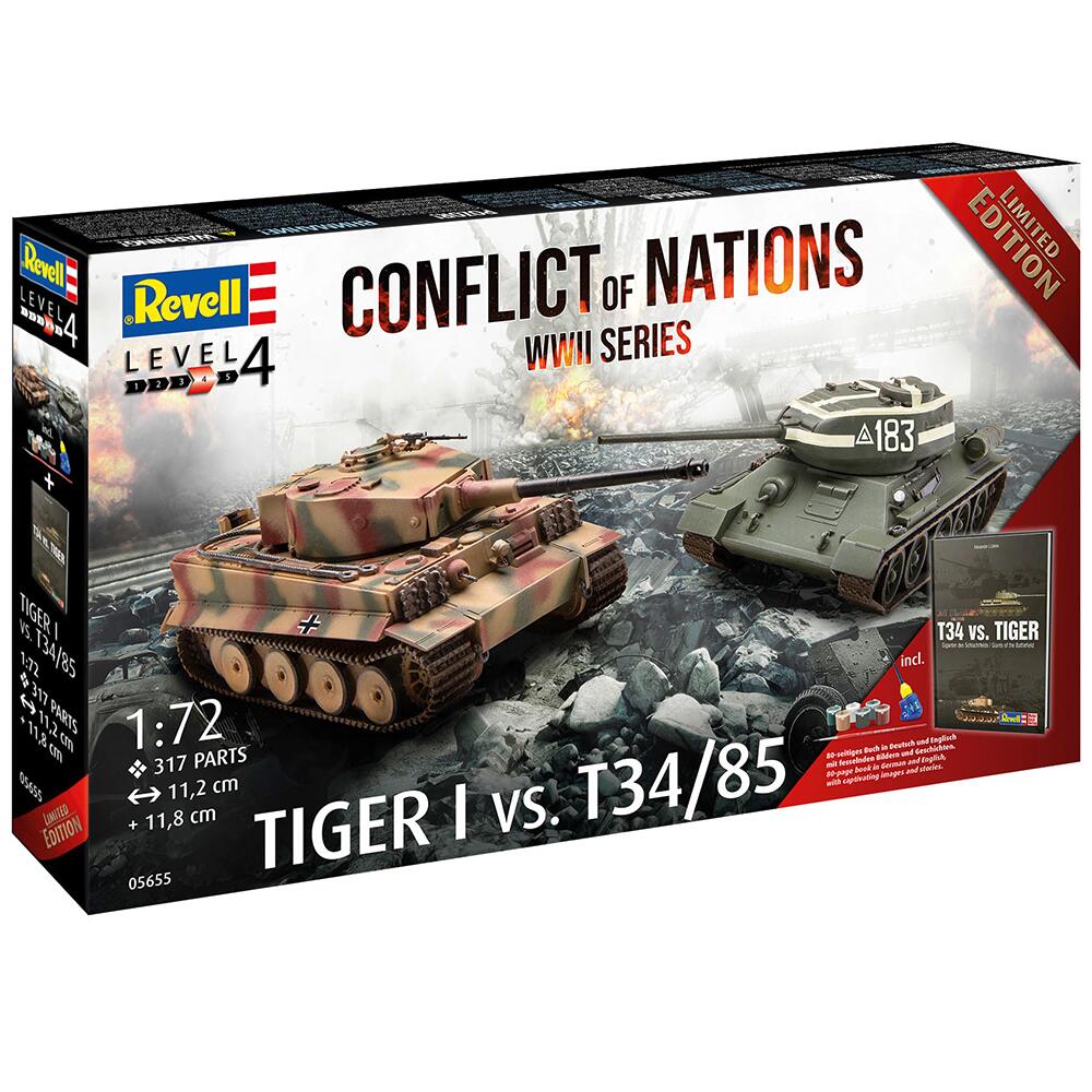 Revell Tiger I vs T34/85 WWII Series Tank Model Kit 1:72 Limited Edition