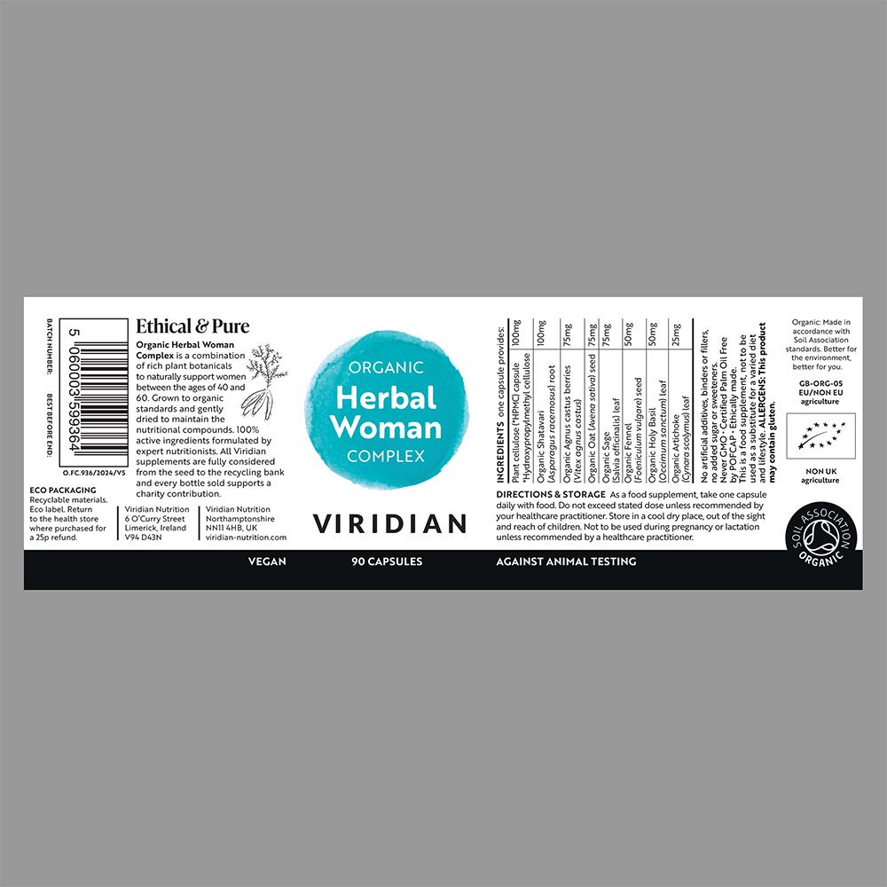 Viridian Organic Herbal Female Complex 90 Capsules
