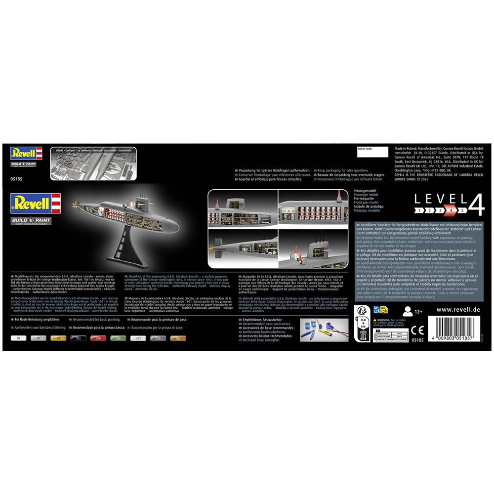 Revell S.S.B. Abraham Lincoln with Interior Military Submarine Model ...