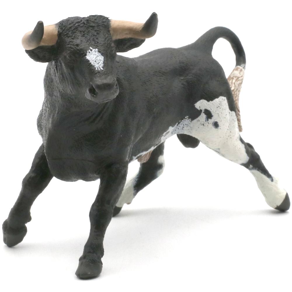 PAPO Spanish Bull Black and White PVC Animal Figure for Ages 3+