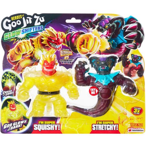 Heroes of Goo Jit Zu Glow Shifters Versus Pack Ultraglow Blazagon and Shadowfang Viper Figure Pack