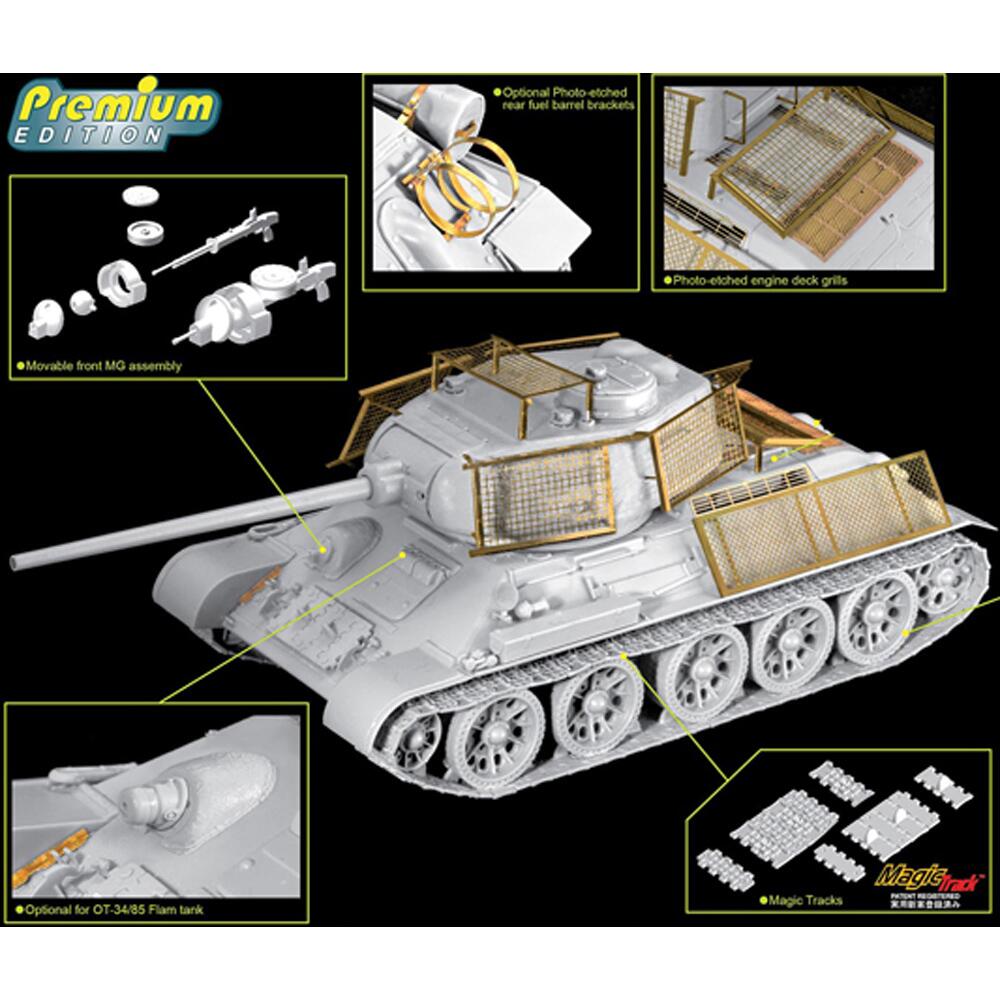 Dragon T34/85 with Bedspring Armour Tank Model Kit 1:35 Scale
