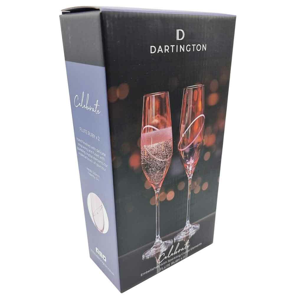 Dartington Celebrate Ruby Champagne Flute Pair BOXED