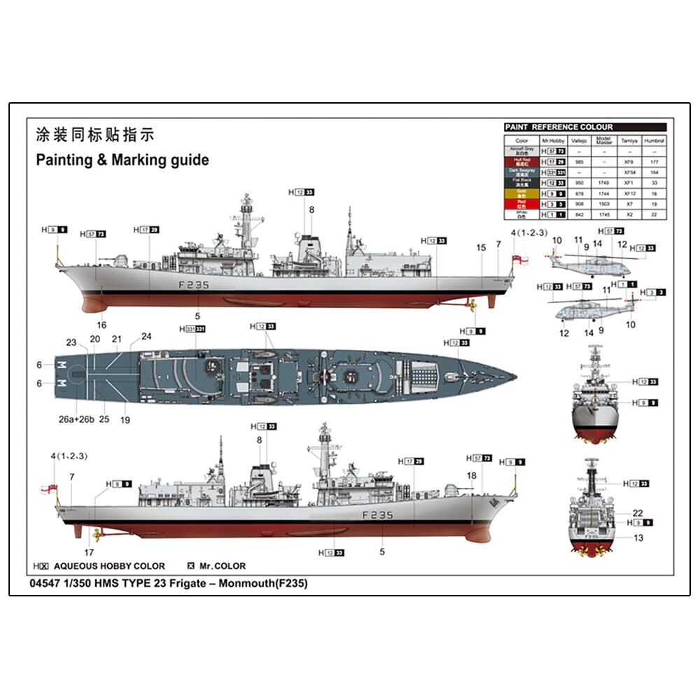 Trumpeter HMS Monmouth F235 Type 23 Frigate Model Kit Scale 1:350