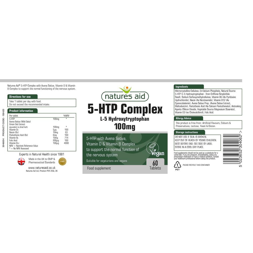 Natures Aid 5-HTP Complex L-5 Hydroxytryptophan 100mg - 60 Tablets