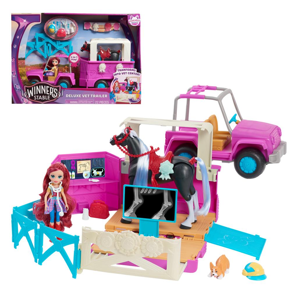 Winners Stable Deluxe 2 in 1 Transforming Vet Trailer 22 Piece Playset