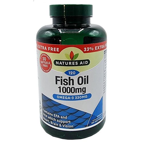 Natures Aid Fish Oil 1000mg (Omega 3) - 120 Softgels