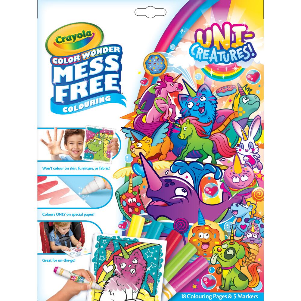 Crayola Colour Wonder UNI-CREATURES 18 Colouring Pages & 5 Markers