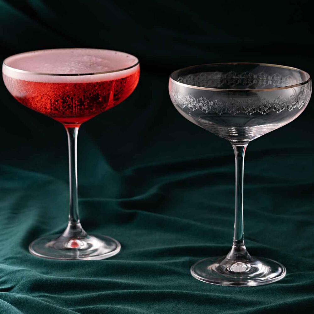 Dartington Gatsby Cocktail Saucer Glasses 290ml 18cm Tall Set of 2