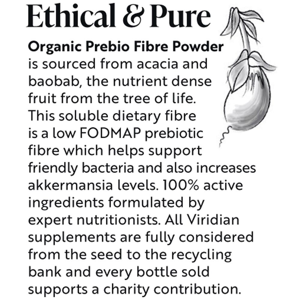 Viridian Organic Prebio Fibre Powder 150g Vegan No GMO