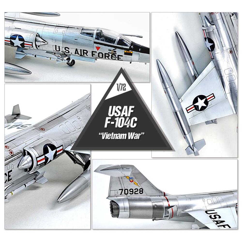 Academy USAF F-104C Starfighter Vietnam War Military Aircraft Model Kit ...