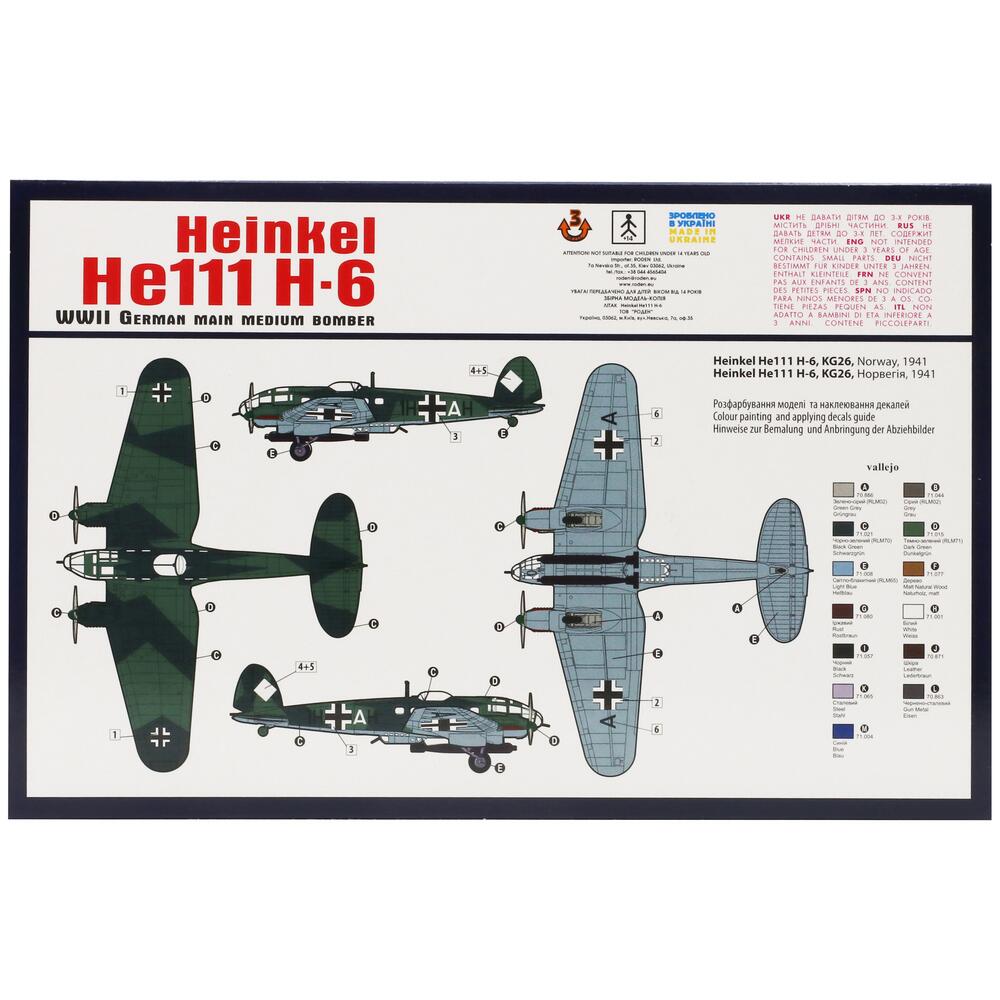 Roden Heinkel He111 H-6 Military Aircraft Model Kit Scale 1:144