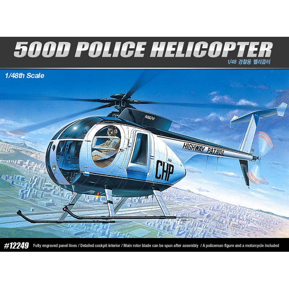 Academy Hughes Police Helicopter 500D Model Kit Scale 1/48