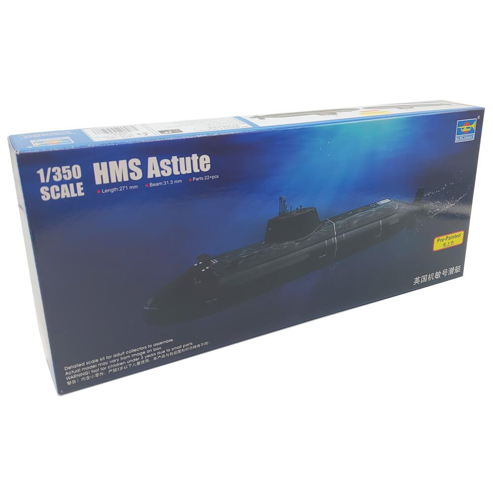 Trumpeter HMS Astute Pre Painted Submarine Model Kit (Scale 1:350)