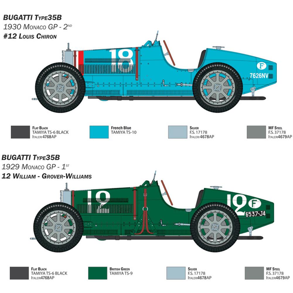 Italeri Bugatti Type 35B Classic Racing Car Model Kit 30cm Long Large ...