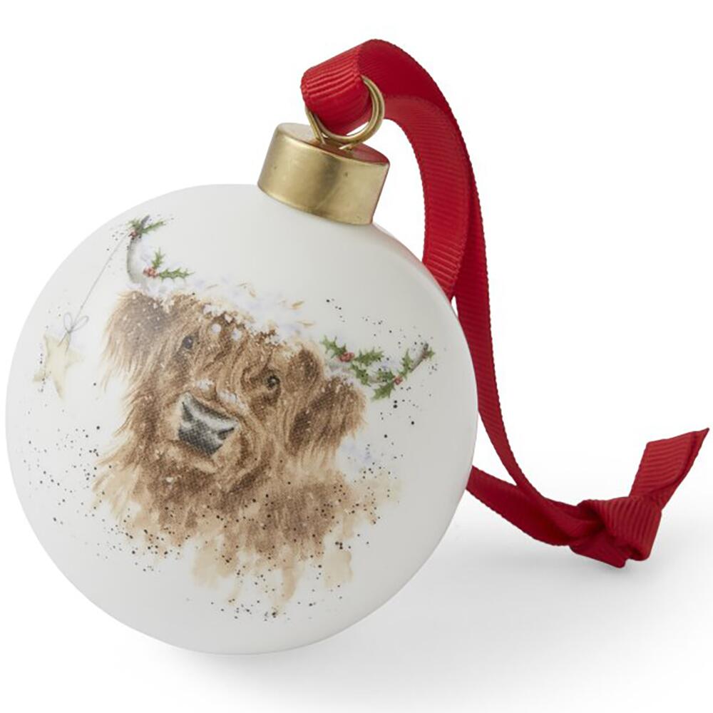 Royal Worcester Wrendale Designs Highland Star Cow Bauble