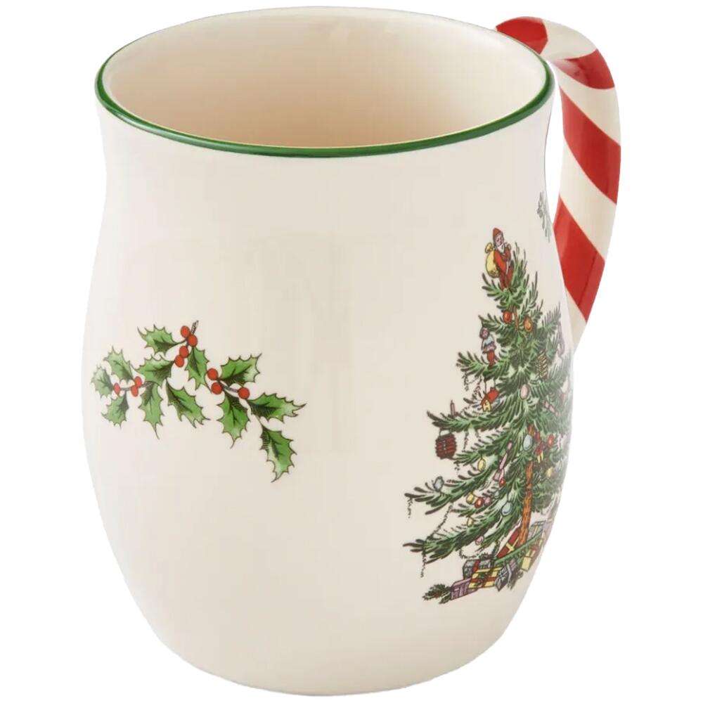 Spode Christmas Tree Mugs with Candy Cane Design Handles Set of 4