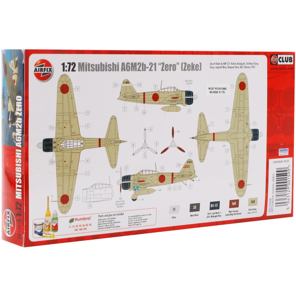 Airfix Mitsubishi A6M2b Zero Japanese WWII Model Kit Scale 1:72