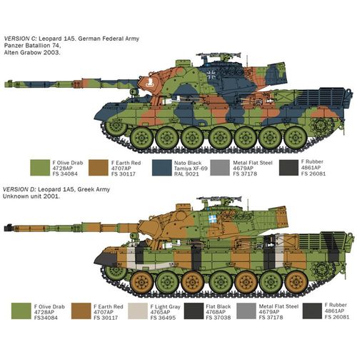 Italeri Leopard 1A5 Tank Military Vehicle Model Kit Scale 1:35