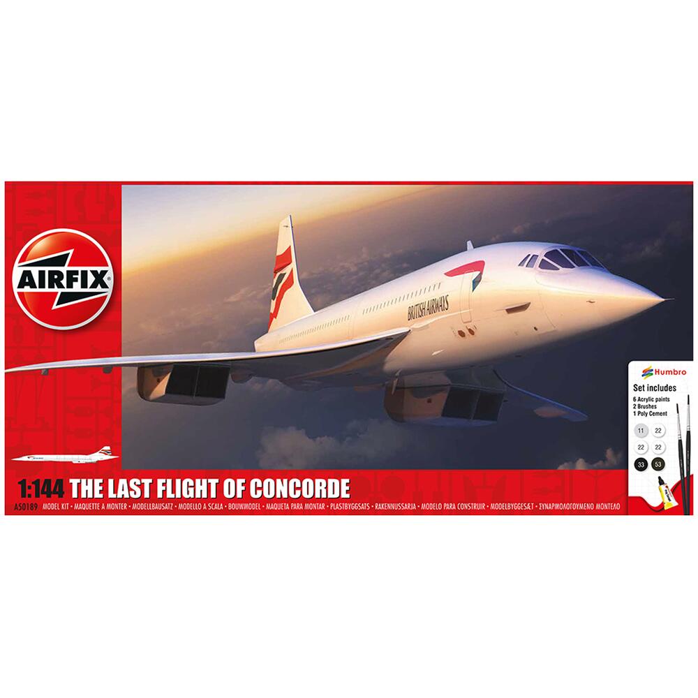 Airfix The Last Flight of Concorde Aircraft Model Kit Gift Set Scale 1:144