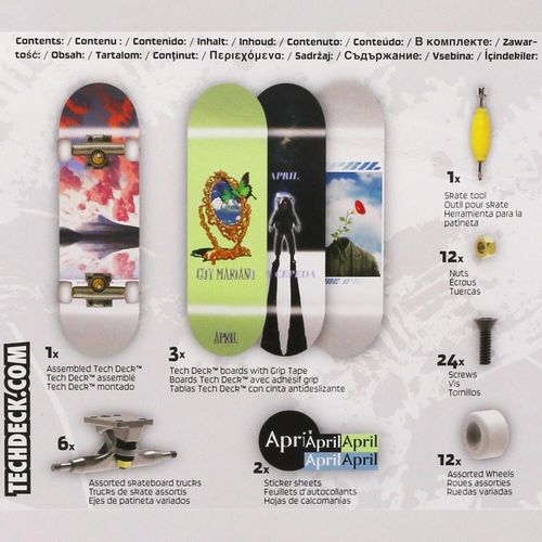 Tech Deck 96mm Fingerboard 4 Pack Assembly Set APRIL