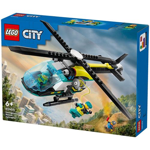 LEGO City Emergency Rescue Helicopter Building Set 60405 Ages 6+