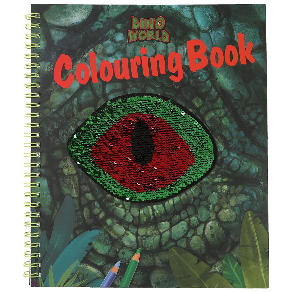 Depesche Dino World Colouring Book with Reversible Sequin Cover