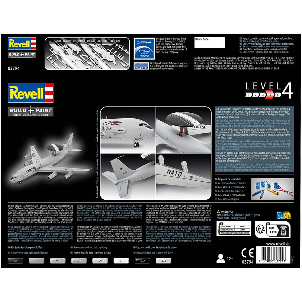 Revell Boeing E-3A Sentry Military Aircraft Model Kit Scale 1:144