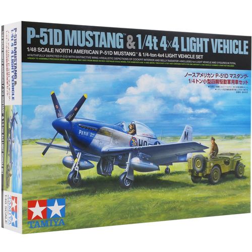 Tamiya P-51D Mustang & 4x4 Light Vehicle Military Model Kit Scale 1:48