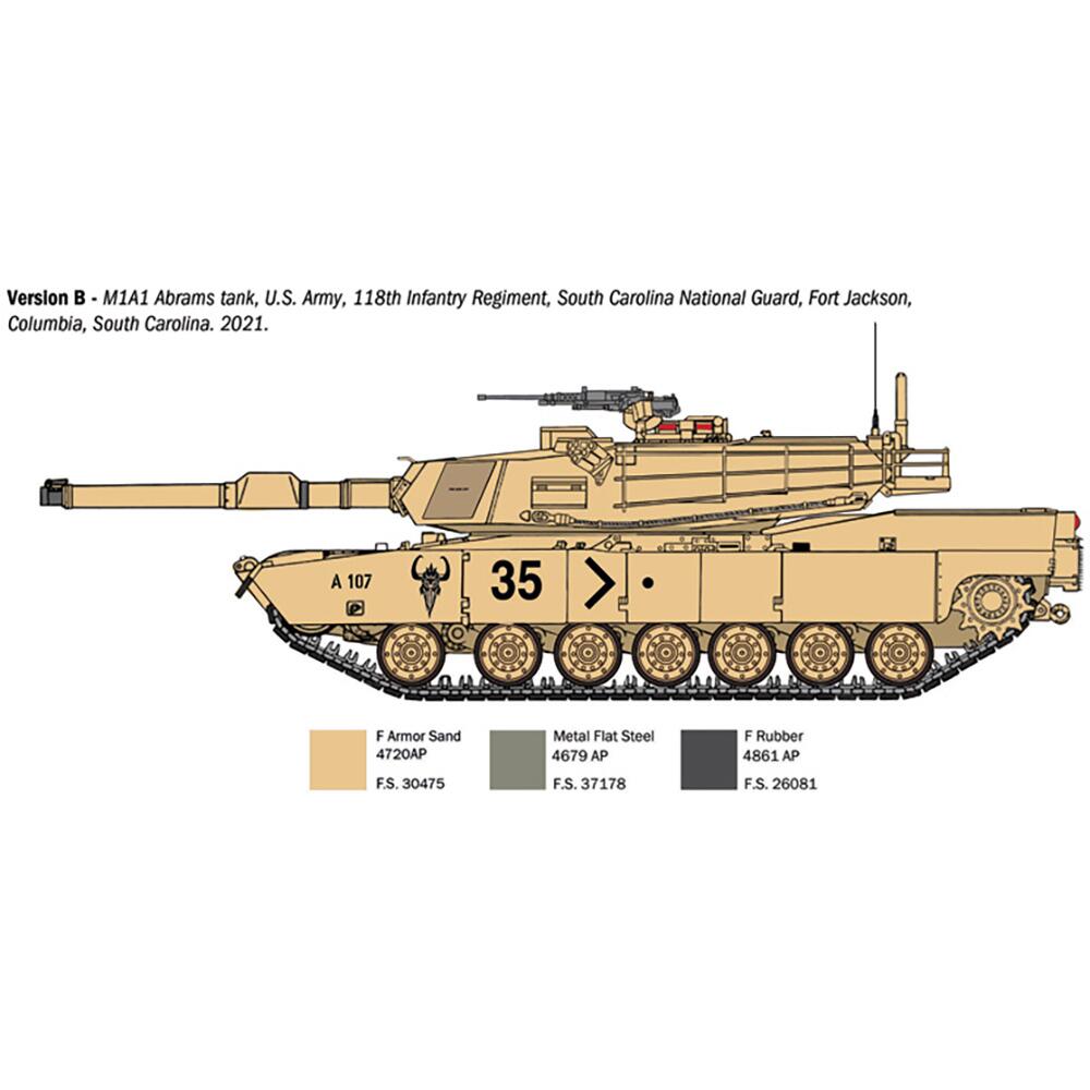 Italeri M1A1 Abrams Tank U.S. Military Model Kit Scale 1:35