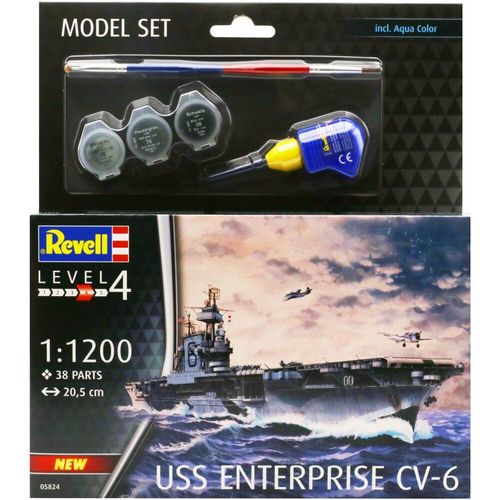 Revell USS Enterprise CV 6 US Aircraft Carrier Model Set Scale 1:1200 ...