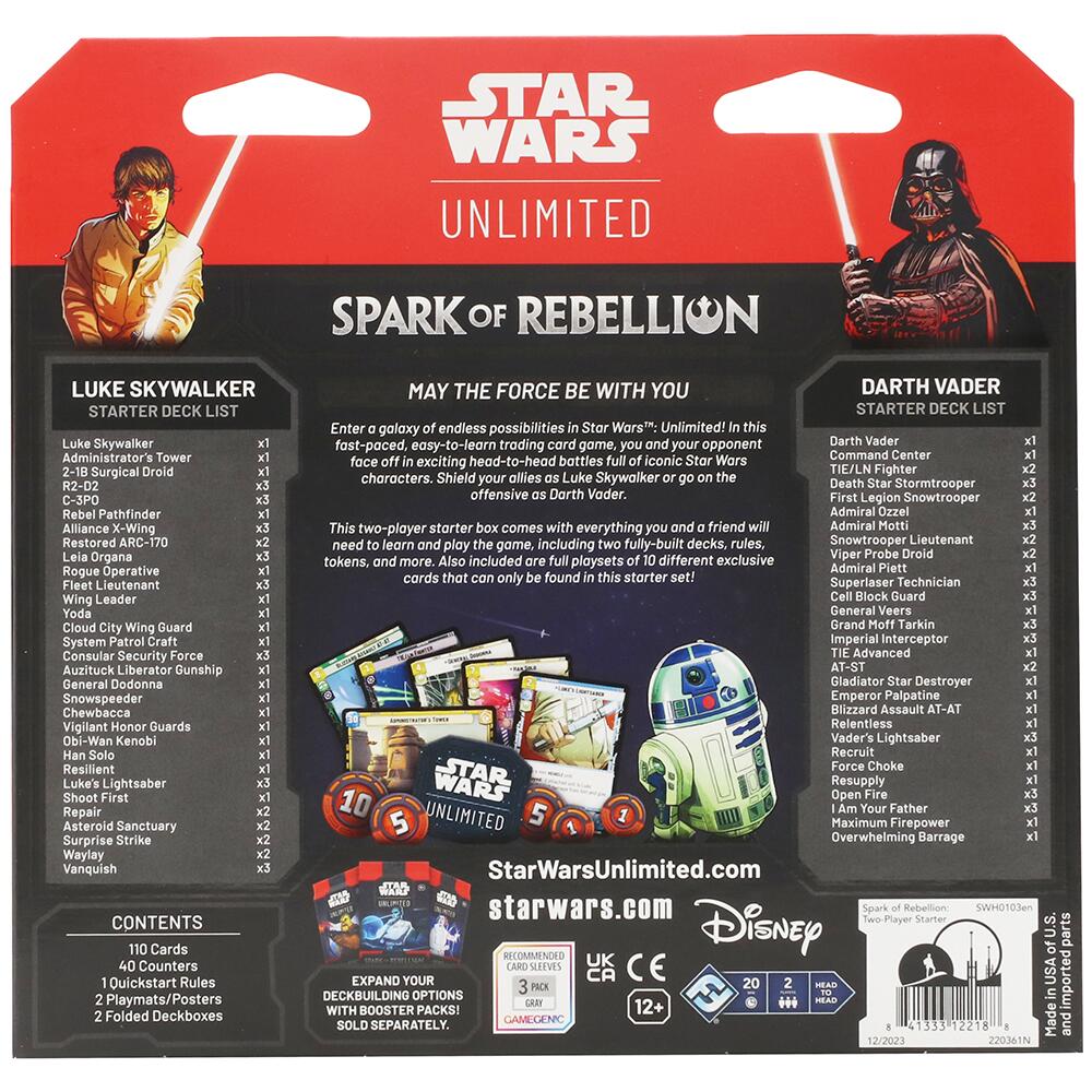 Star Wars Unlimited TCG Spark of Rebellion Two Player Starter Set
