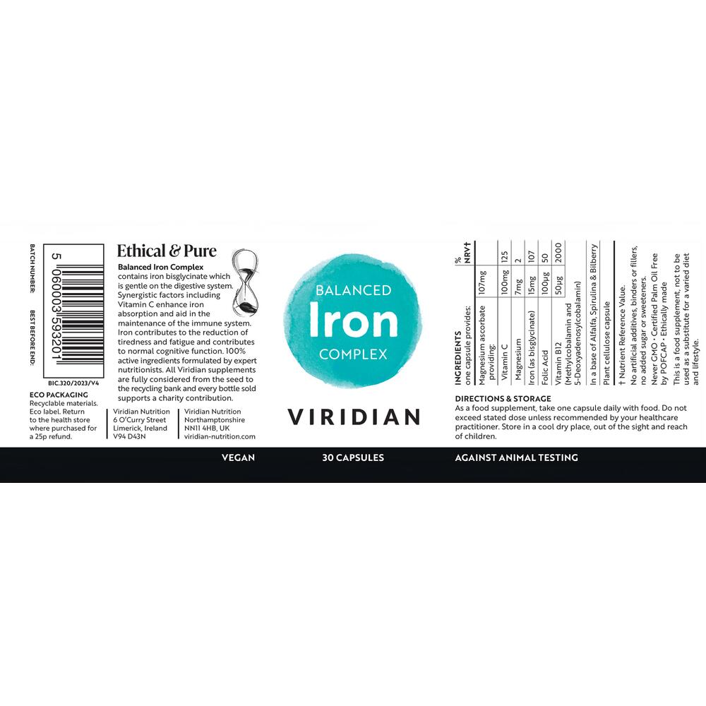 Viridian Balanced Iron Complex 30 Capsules