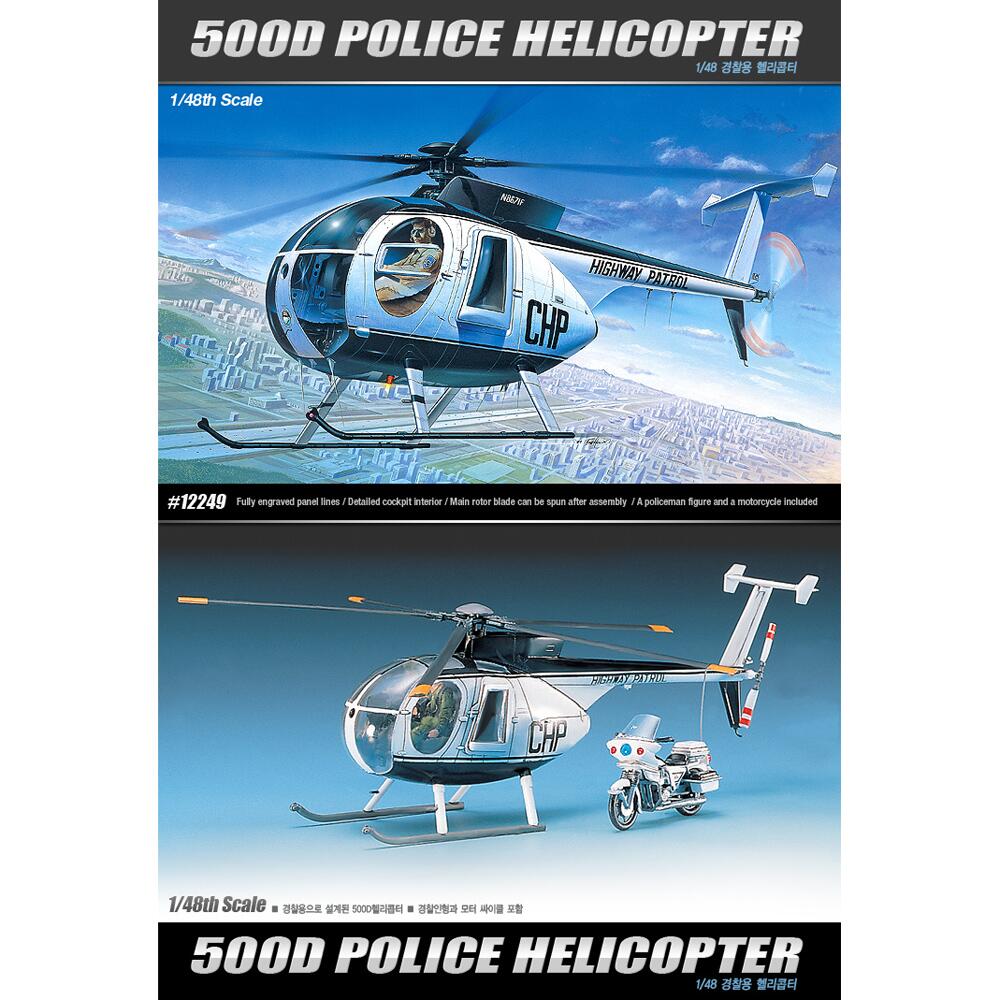Academy Hughes Police Helicopter 500D Model Kit Scale 1/48